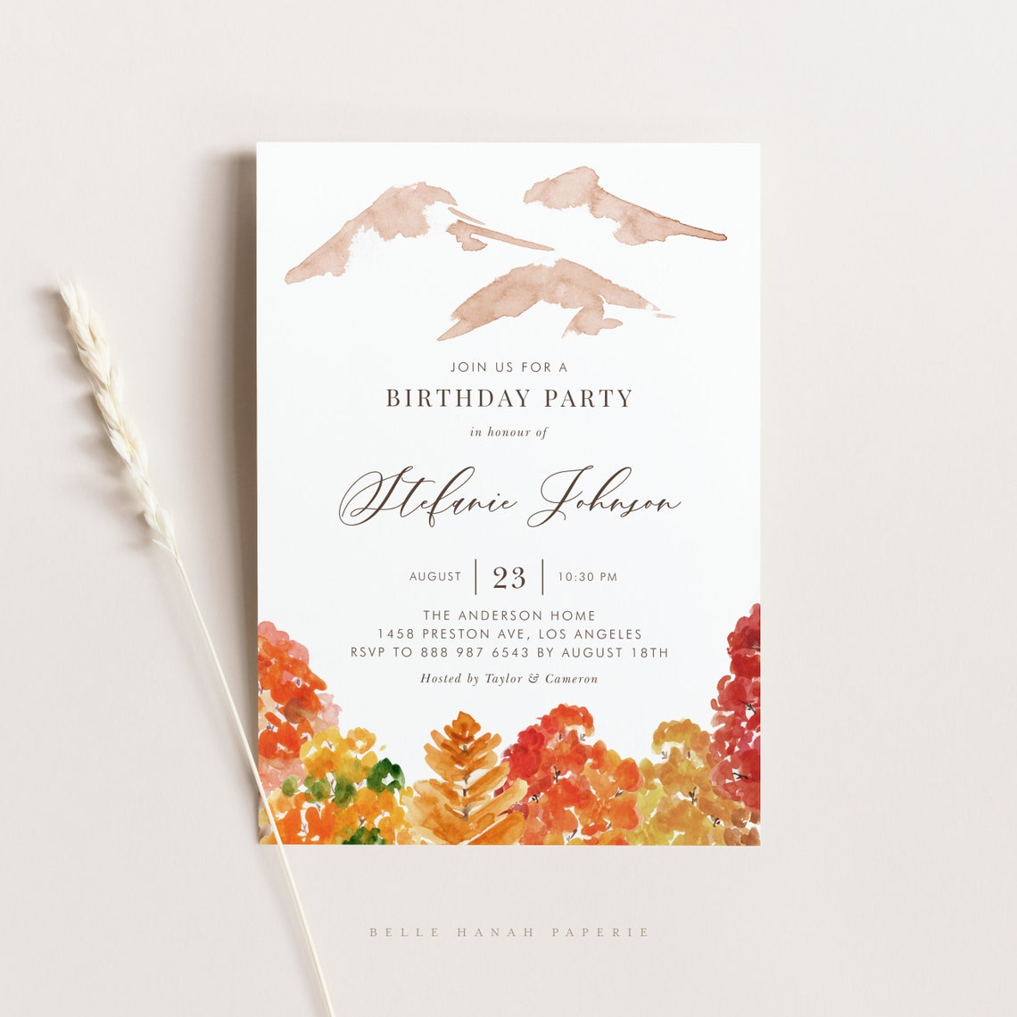 Printable Fall Retirement Party Invitation Template - Rustic Watercolor ...