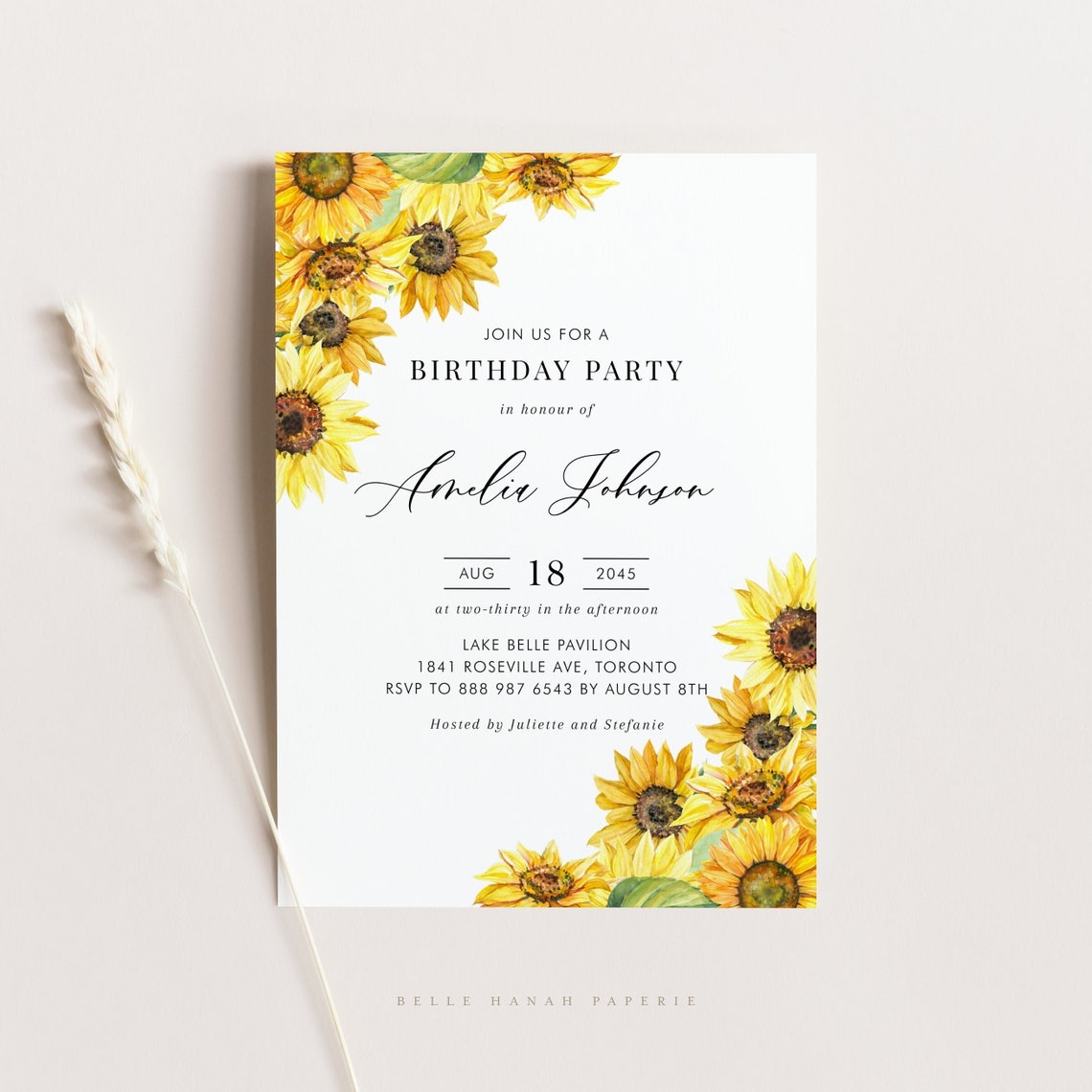 Printable Sunflower Birthday Party Invitation Template DIY - Etsy
