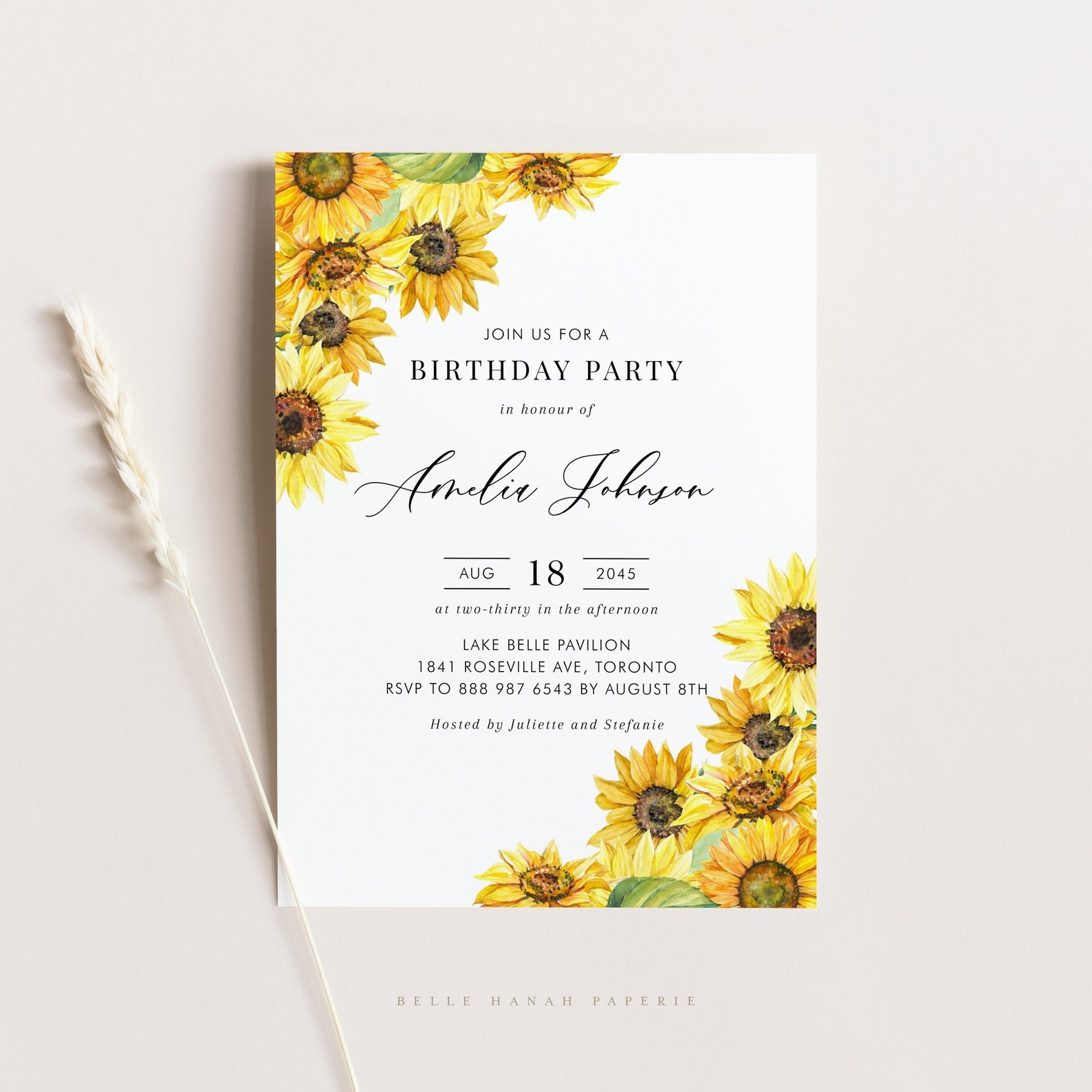 Printable Sunflower Birthday Party Invitation Template DIY - Etsy
