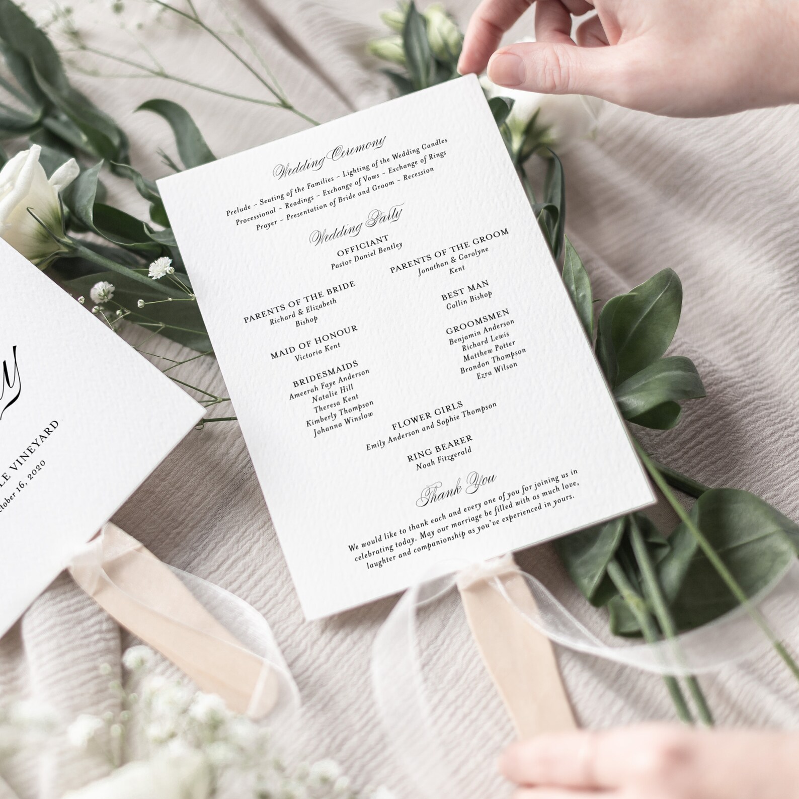 Printable Wedding Program Fans Template 5x7 Editable Wedding | Etsy