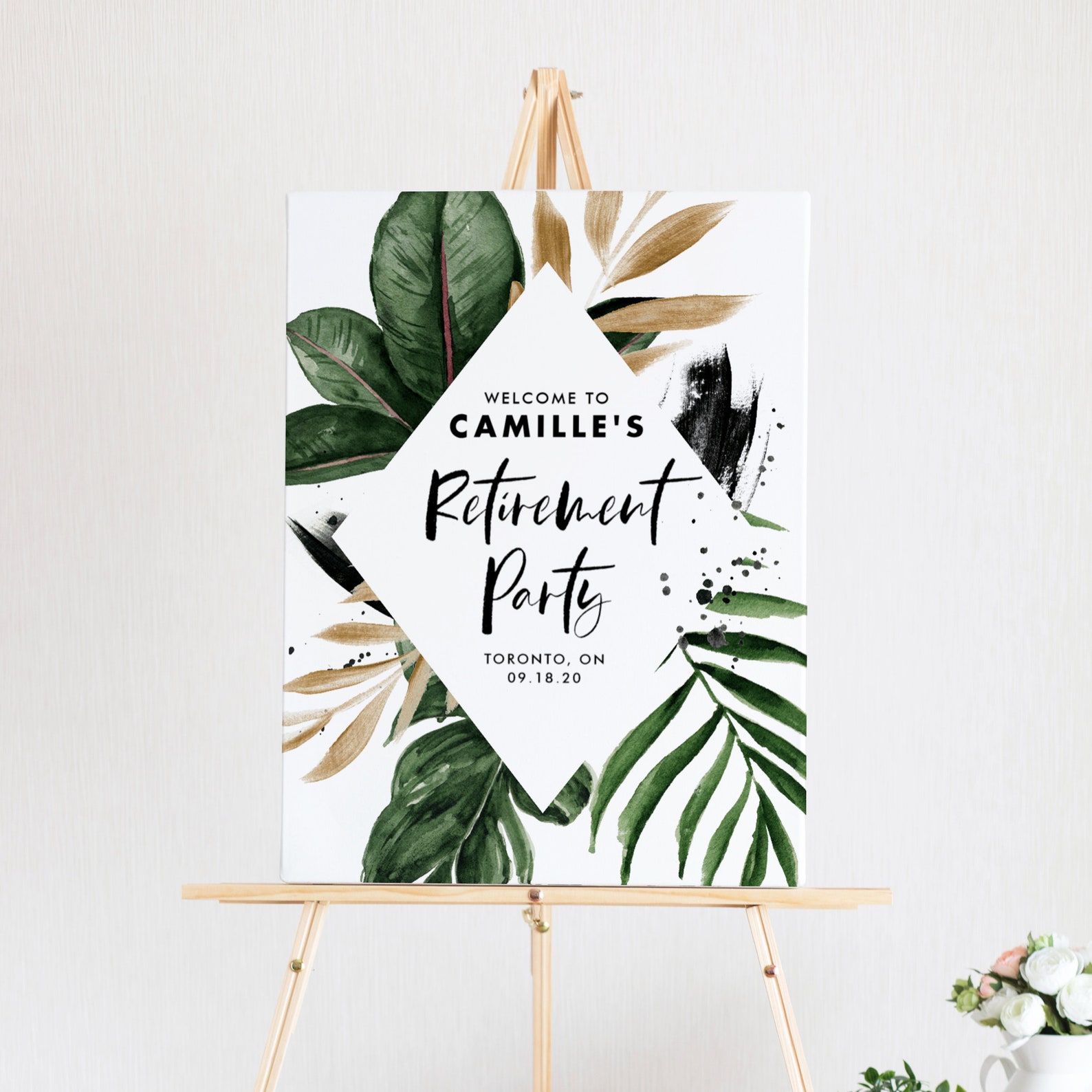 Printable Tropical Retirement Party Template - DIY Watercolor Tropical ...