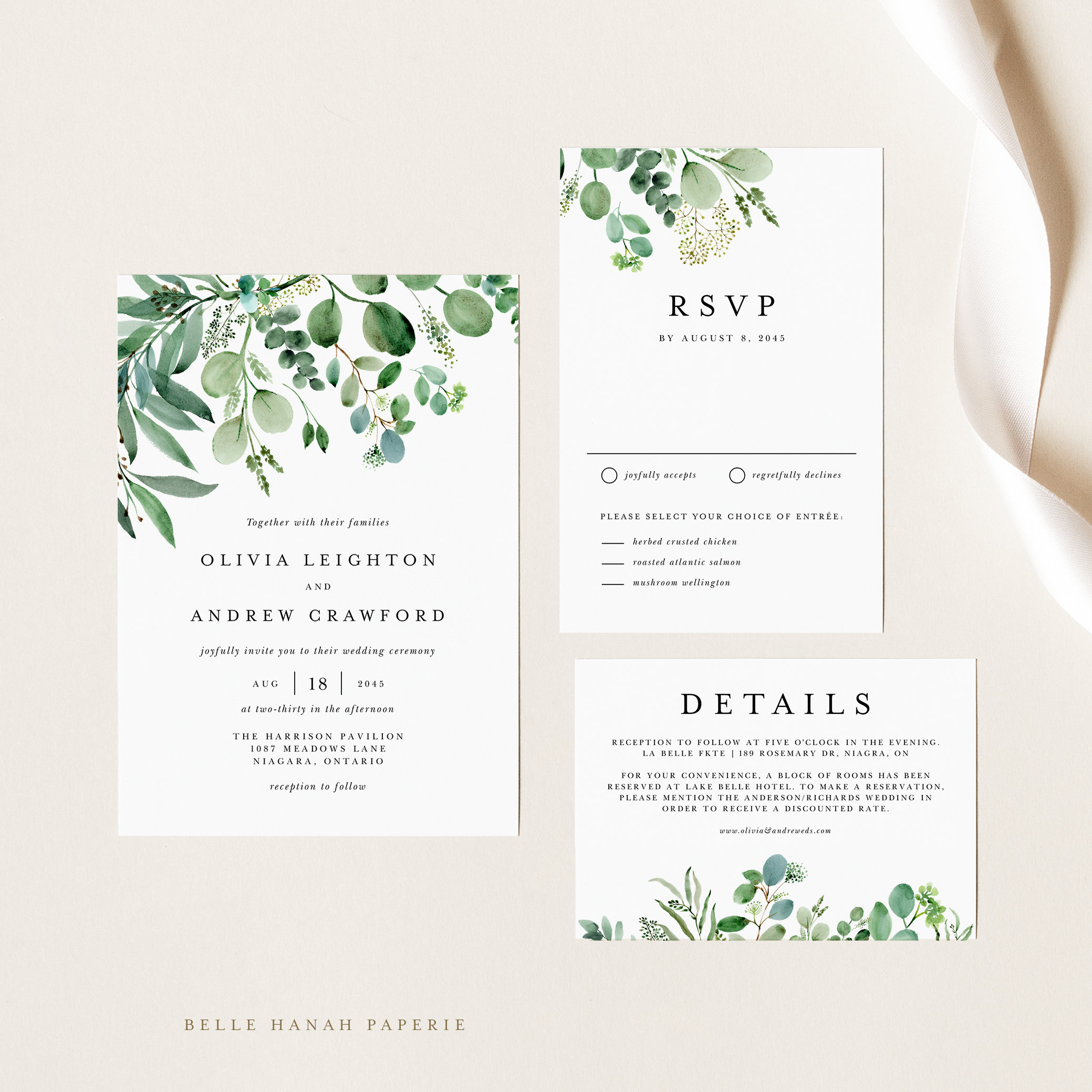 Printable Greenery Wedding Invitation Set Template DIY | Etsy