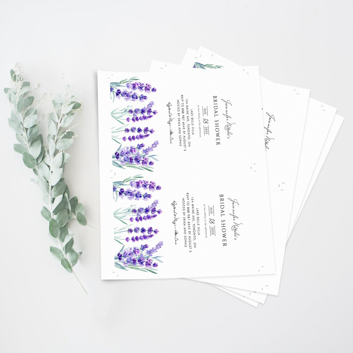Printable Lavender Floral Birthday Party Invitation Template - DIY ...