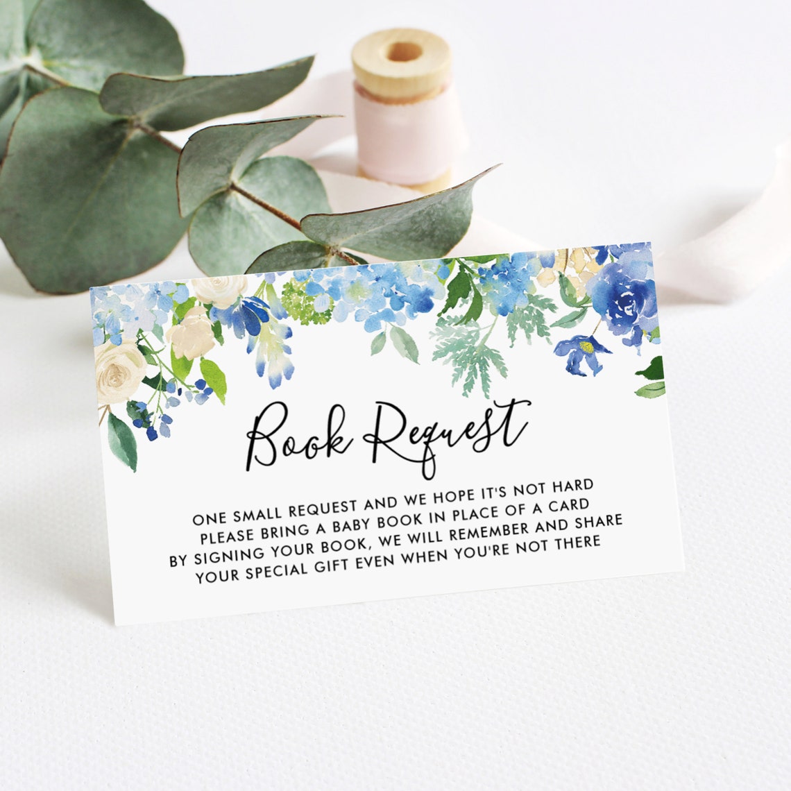 Blue Hydrangeas Book Request Card Printable Bring a Book - Etsy