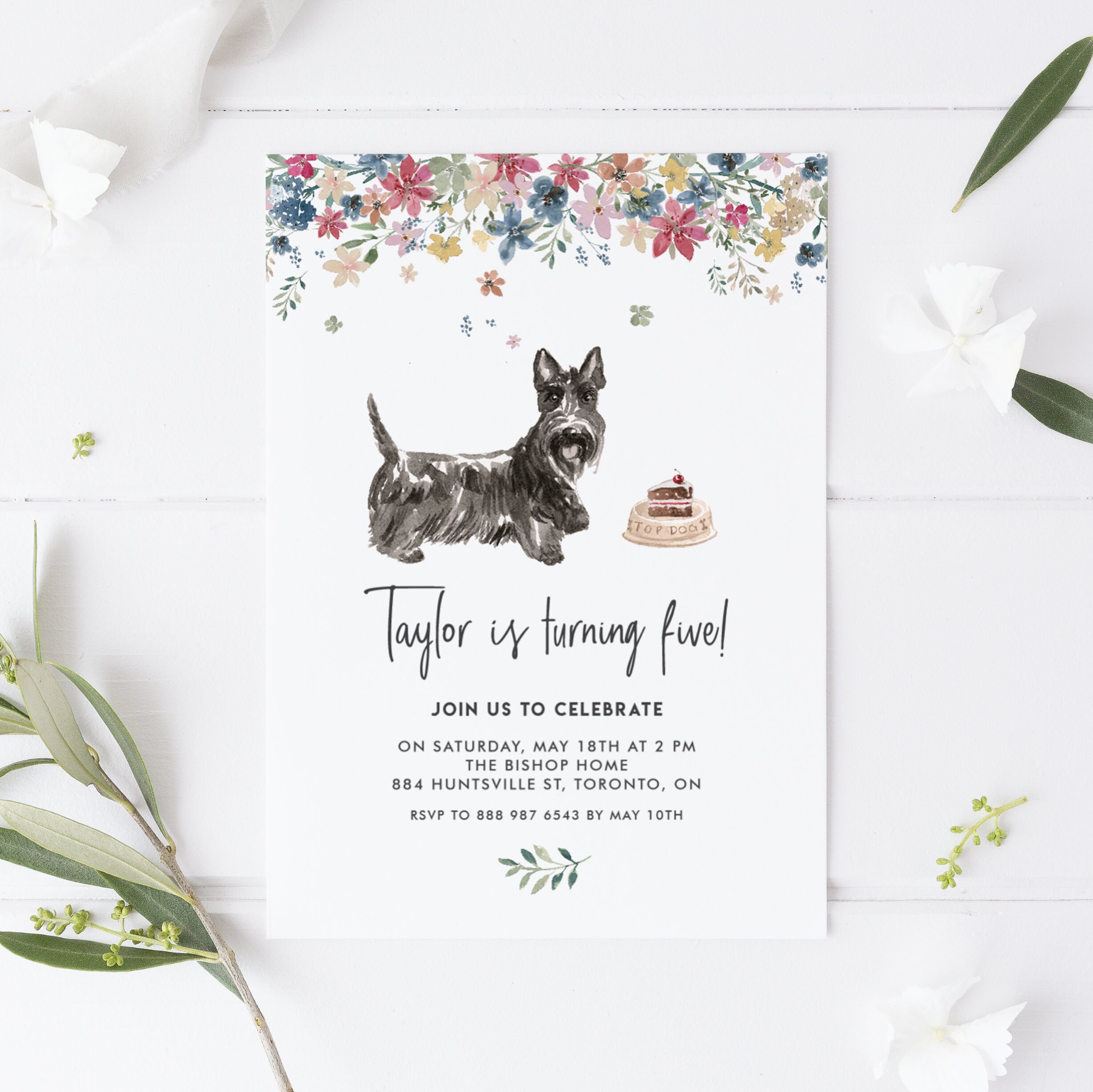 Scottish Terrier Birthday Invitation Template Printable - Etsy