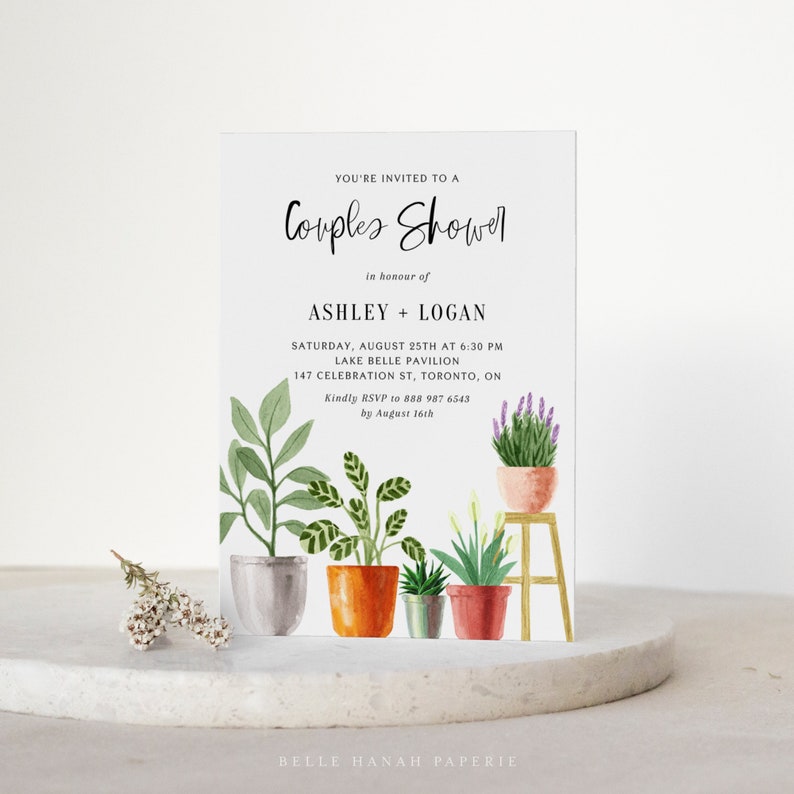 Printable Potted Plants Engagement Party Invitation Template - DIY ...