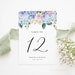Printable Fall Flowers Table Number Card Template DIY 5x7 Watercolor ...