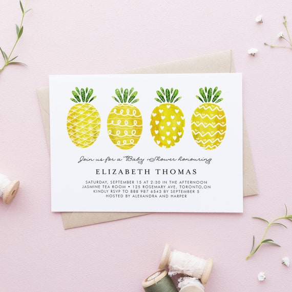 Pineapple Invitation Templates Aloha Tropical Pool Party Birthday