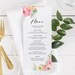 Floral Menu Card Template - Watercolor Pink and Yellow Ranunculus ...