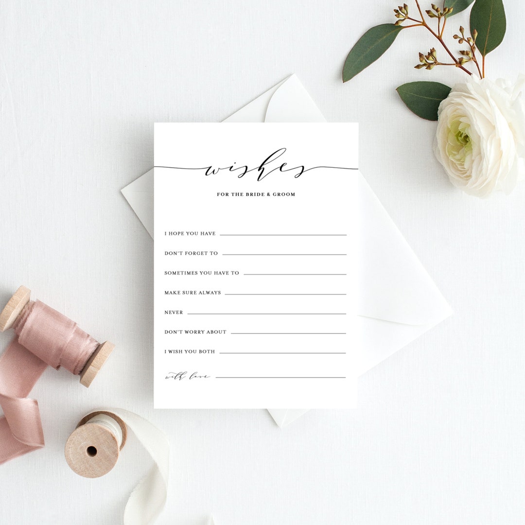 INSTANT DOWNLOAD - Printable Well Wishes for Bride and Groom Card ...