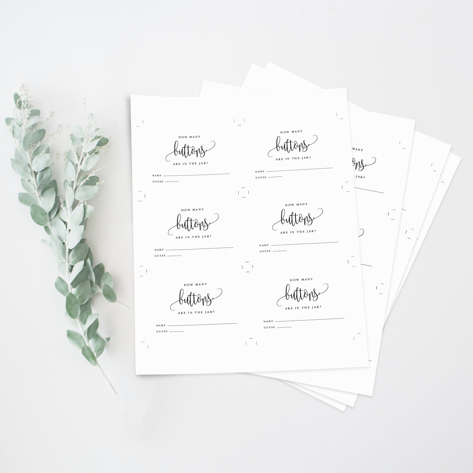 Printable How Many Buttons Are in the Jar Card and Sign Bundle - Etsy