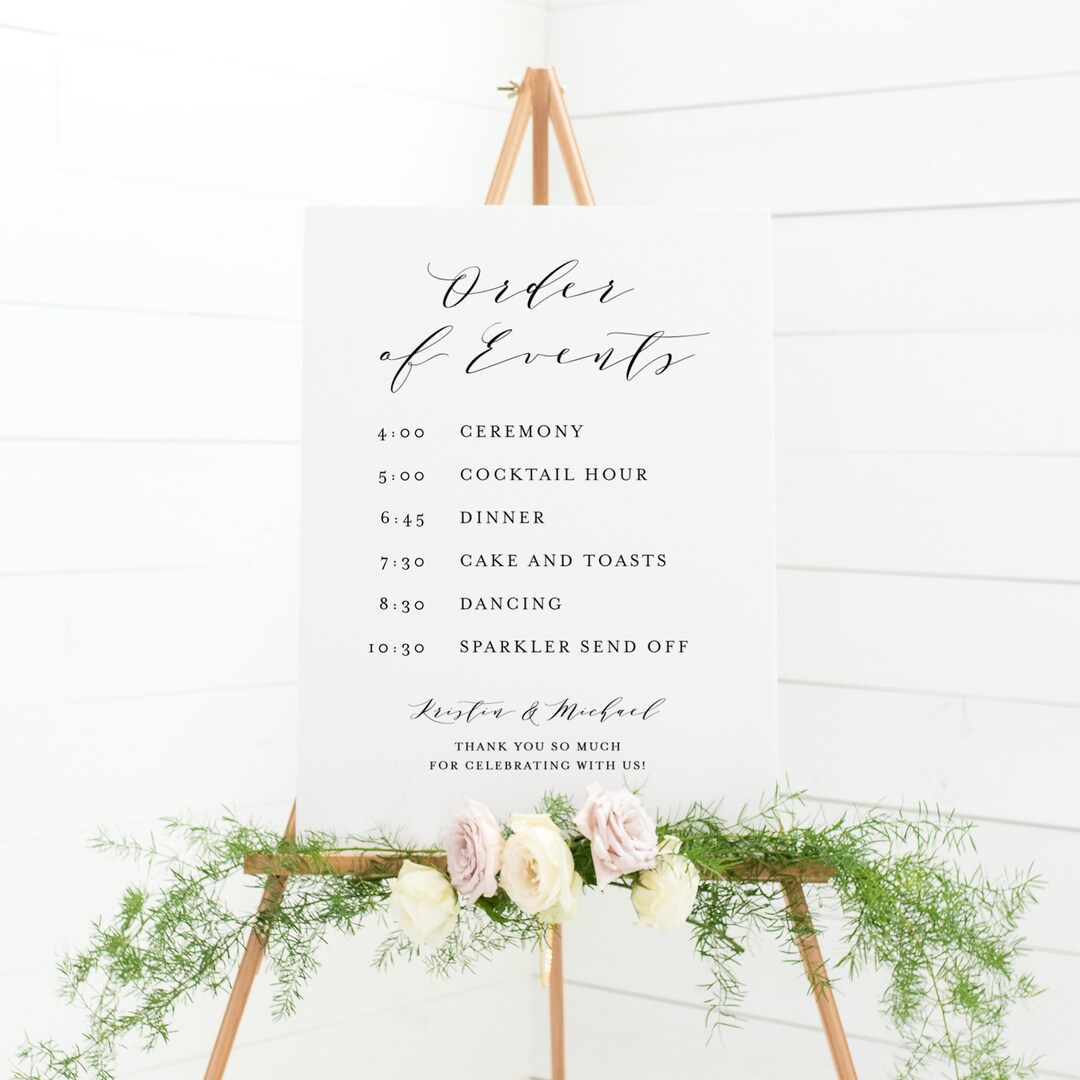 Printable Script Order of Events Wedding Sign Template - Katherine ...