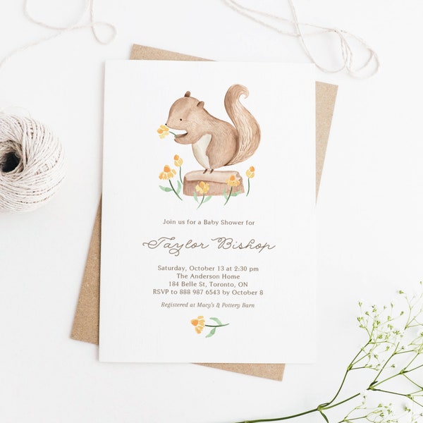 Squirrel Invitation - Etsy