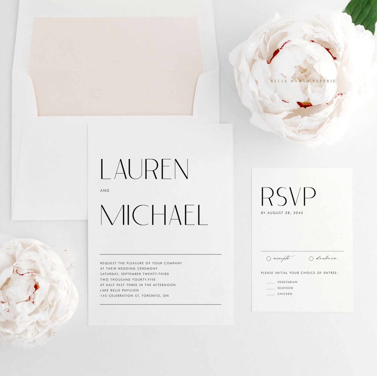 Printable Minimalist Wedding Invitation Set Templates - DIY Lauren ...