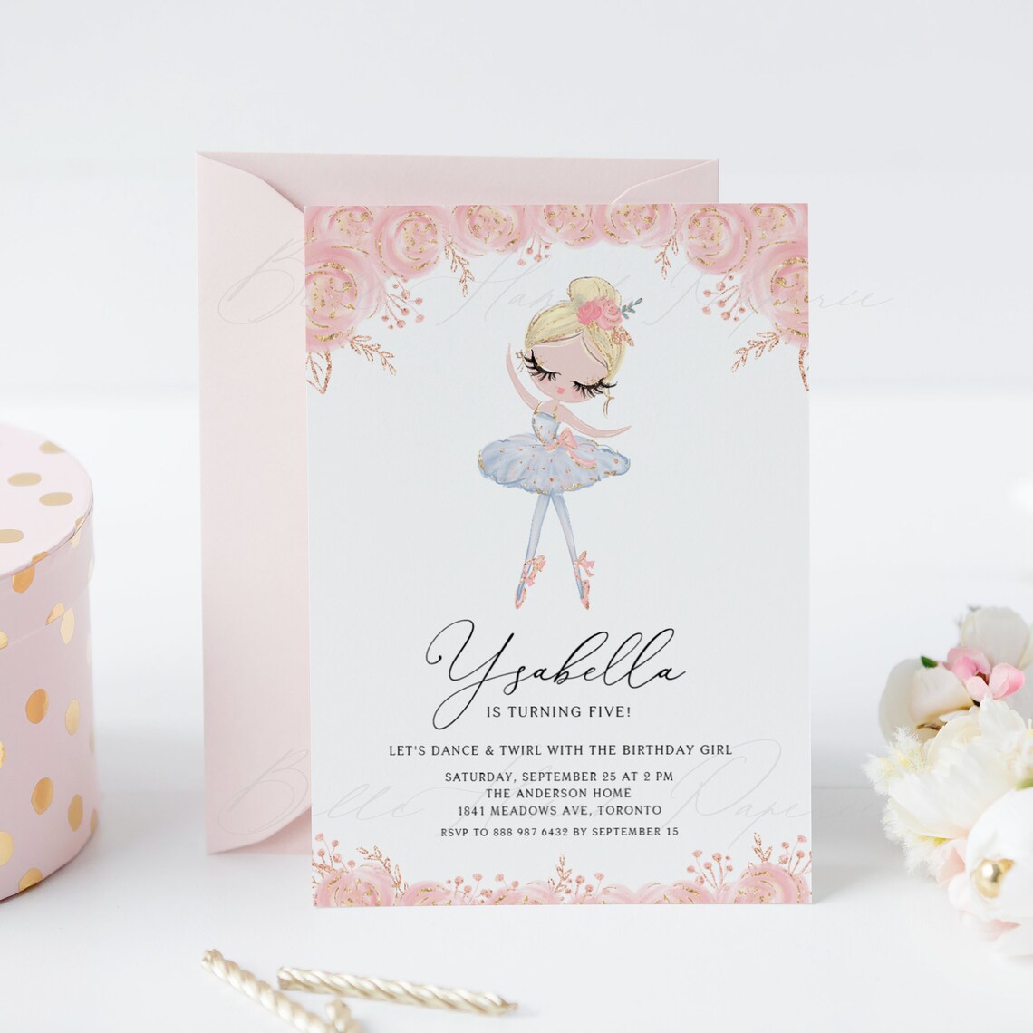 Printable Blonde Girl Ballerina Birthday Invitation Template - Etsy