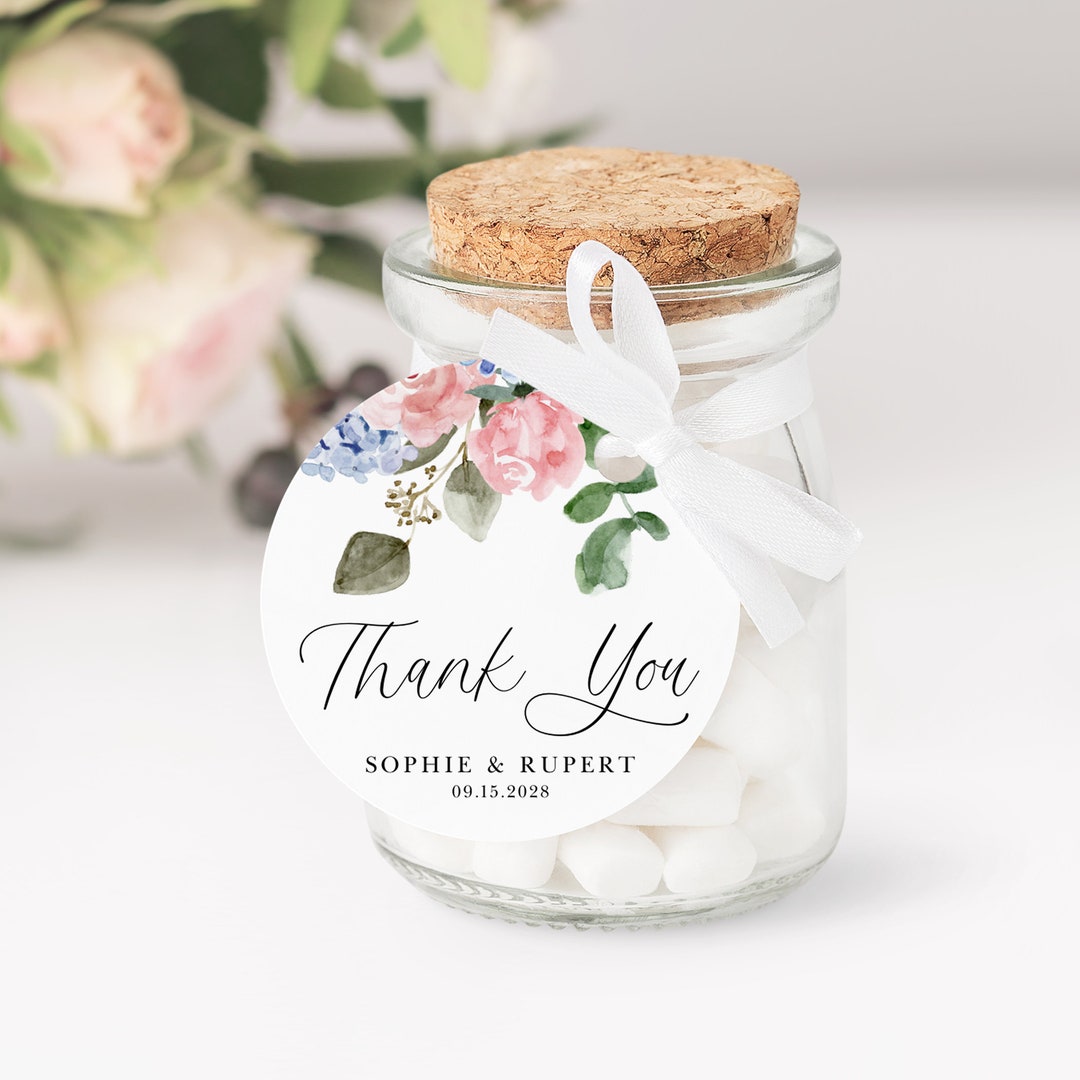 Printable Hydrangea Thank You Gift Tag Template - 2x2 Blue Hydrangeas ...