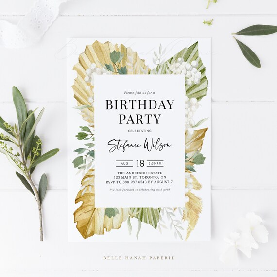 Printable Boho Birthday Party Invitation Template DIY | Etsy