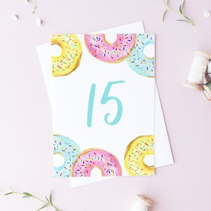 Colorful Donuts Table Numbers 1 to 20 - Printable Watercolor Pastel ...