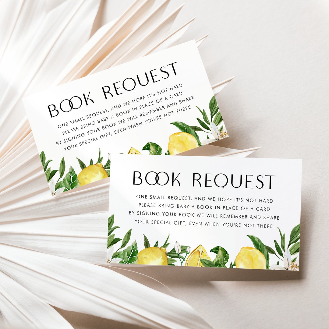 Printable Lemon Book Request Card - Watercolor Lemons Summer Baby ...