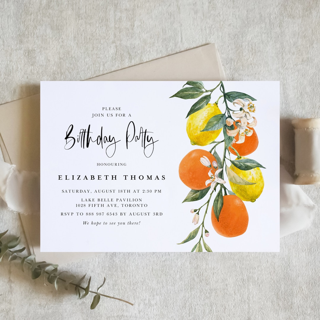 Printable Botanical Birthday Party Invitation Template - Watercolor ...