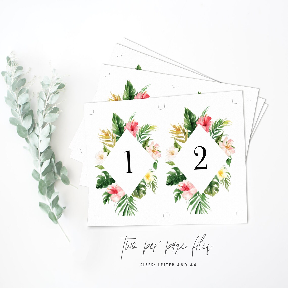 Instant Download Tropical Table Numbers 1 to 20 - Watercolor Tropical ...