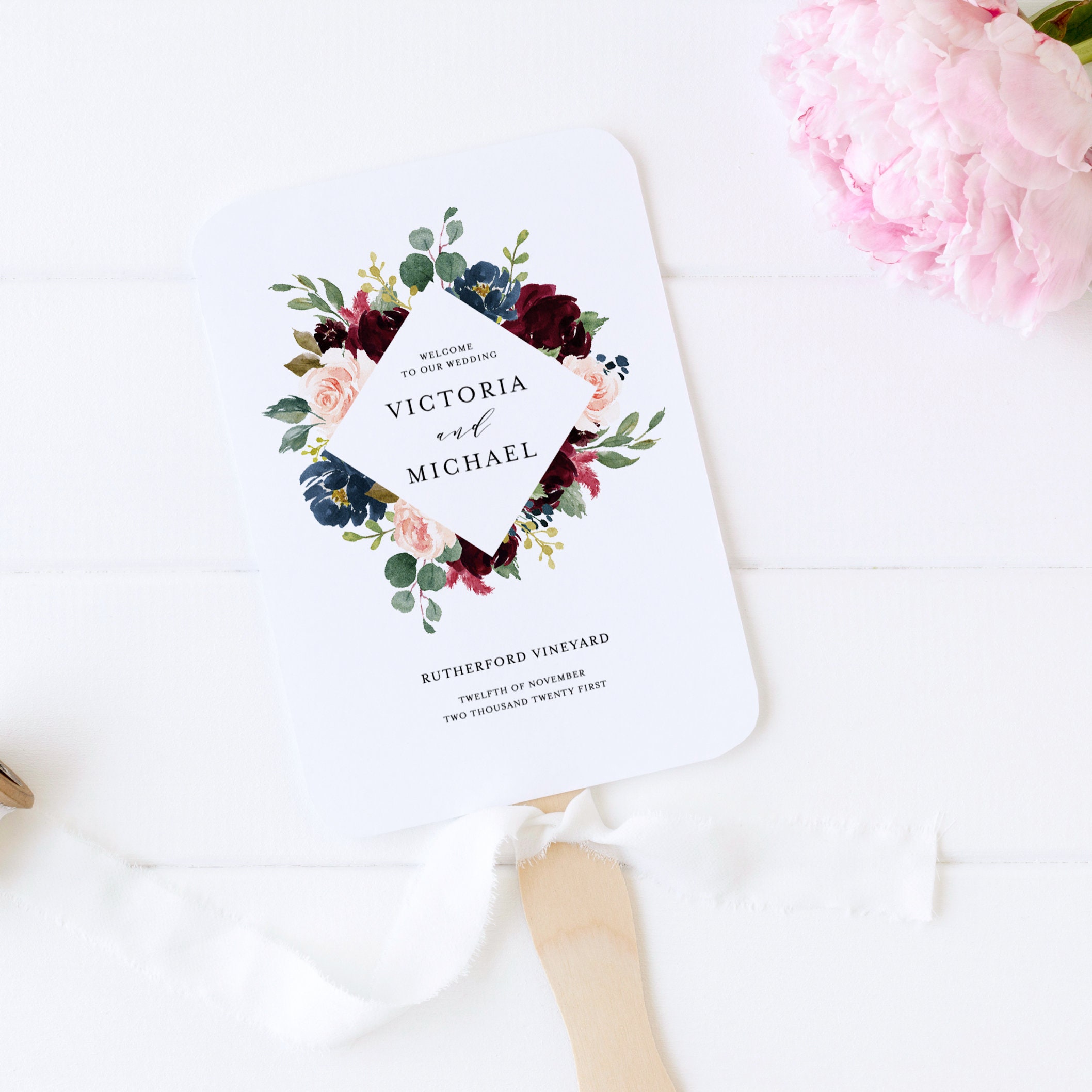 Printable Fall Wedding Program Fans Template Editable | Etsy