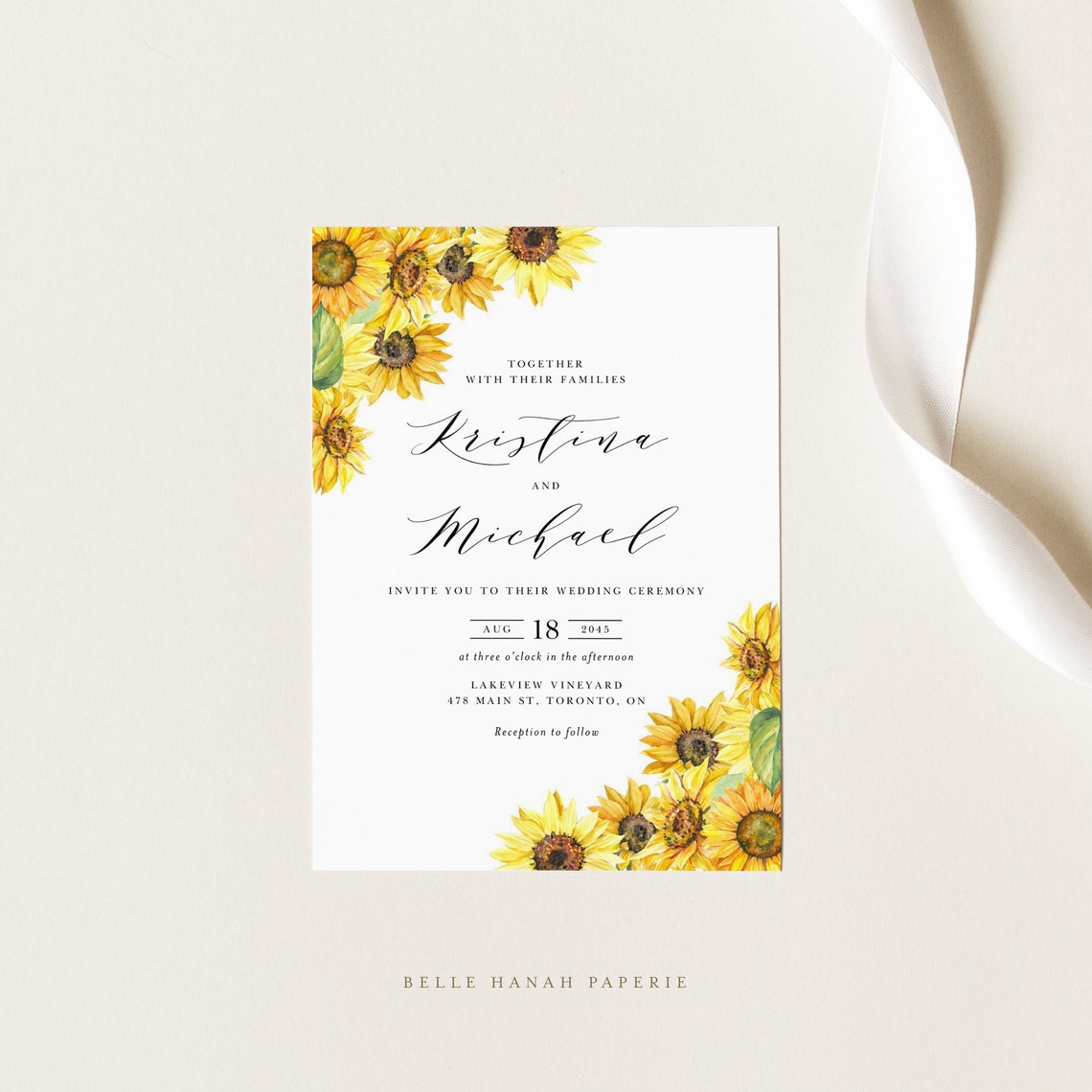 Printable Sunflower Wedding Invitation Set Template DIY | Etsy