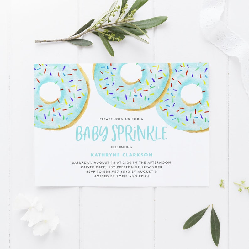 Printable Blue Donuts Birthday Party Invitation Template DIY - Etsy