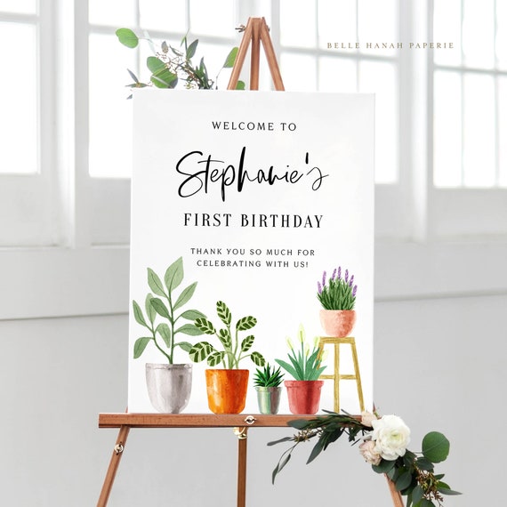 Printable Potted Plants Birthday Party Welcome Sign Template | Etsy