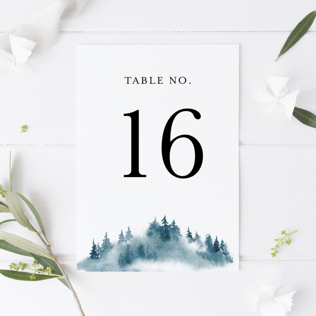 Winter Mountain Table Numbers 1 to 20 Printable Watercolor - Etsy