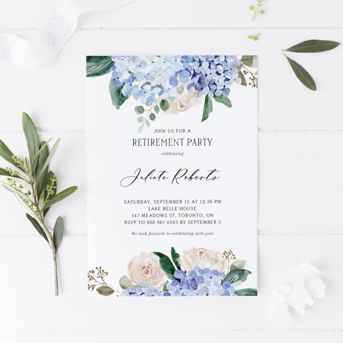 Printable Floral Retirement Party Invitation Template DIY - Etsy