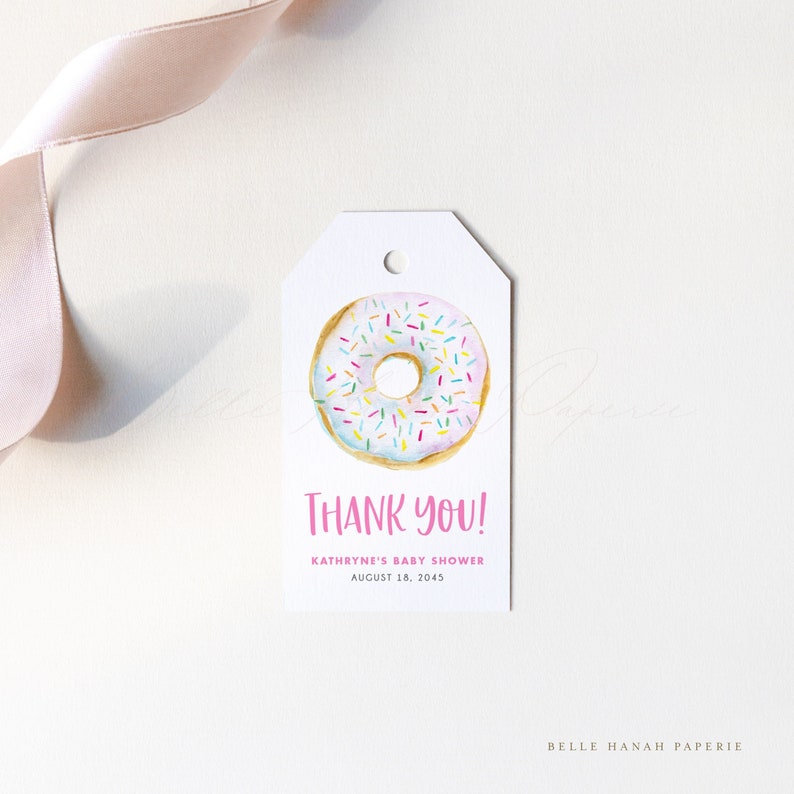 Printable White Donut Thank You Gift Tag Template Baby Shower - Etsy