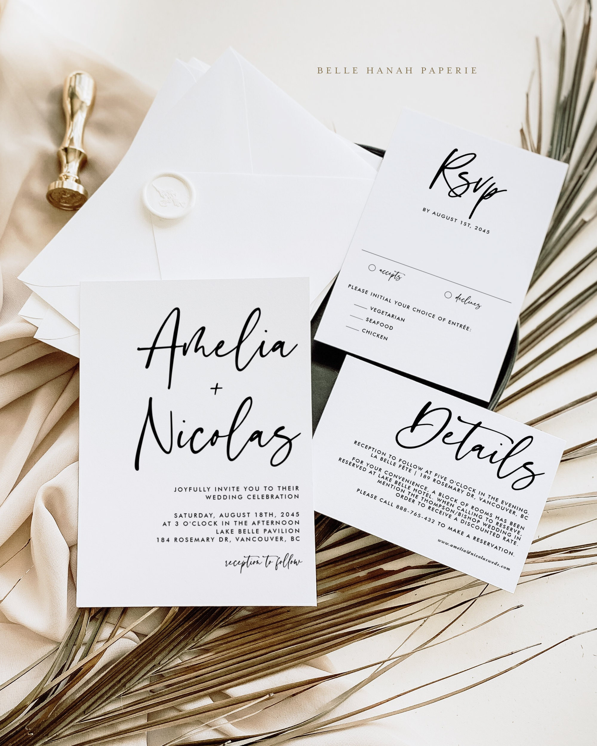 Printable Handwritten Wedding Invitation Set Templates DIY | Etsy