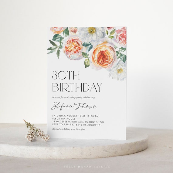 Printable Botanical Birthday Party Invitation Template DIY | Etsy