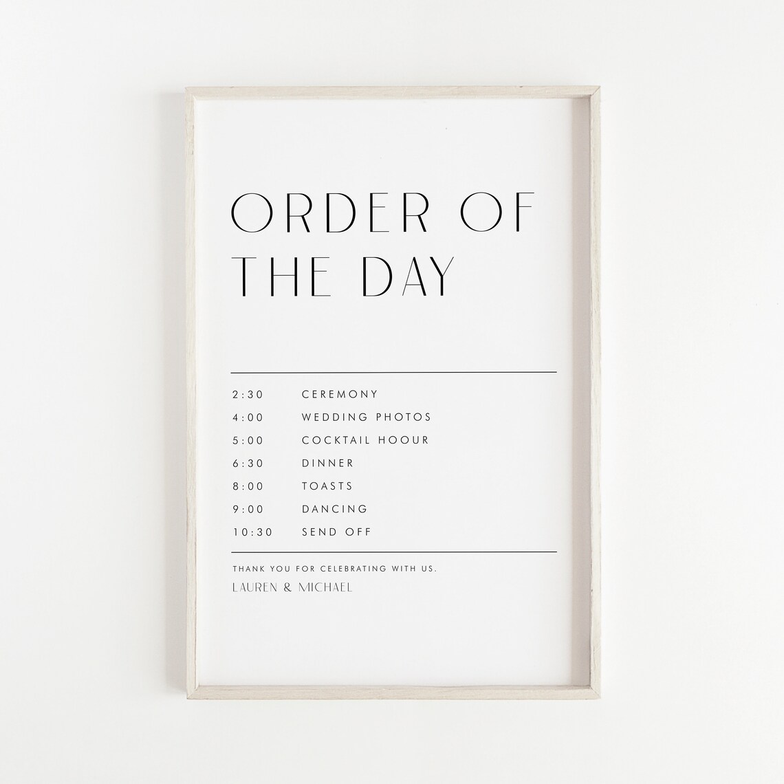Printable Minimalist Order of the Day Template 24x36 Lauren - Etsy