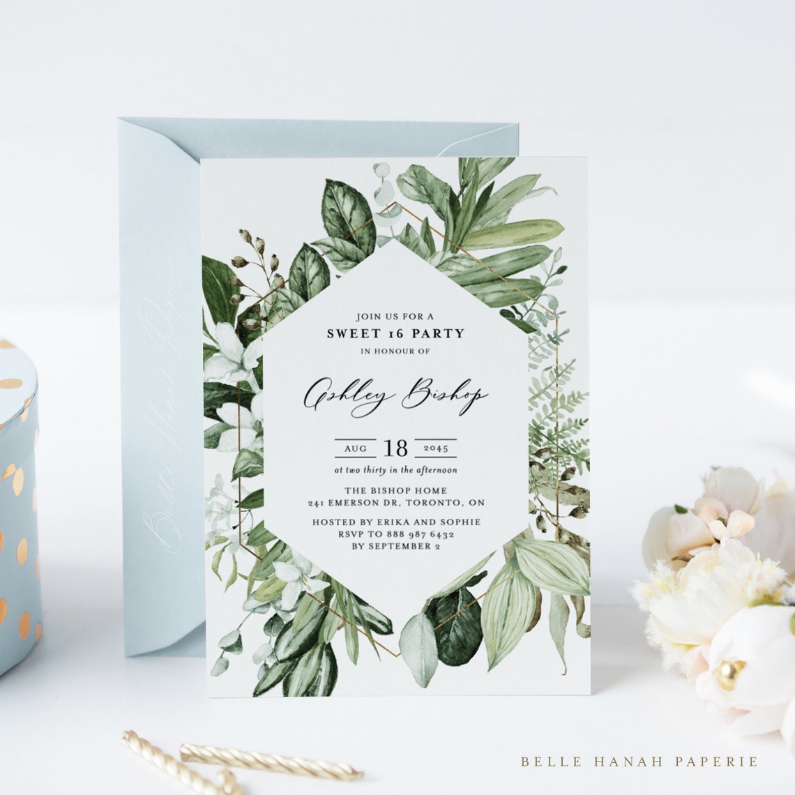 Printable Greenery Birthday Party Invitation Template Rustic | Etsy