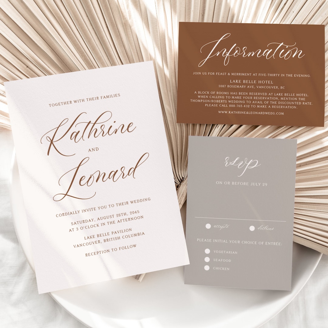 Printable Emilia Script Wedding Bundle Template - DIY Elegant ...
