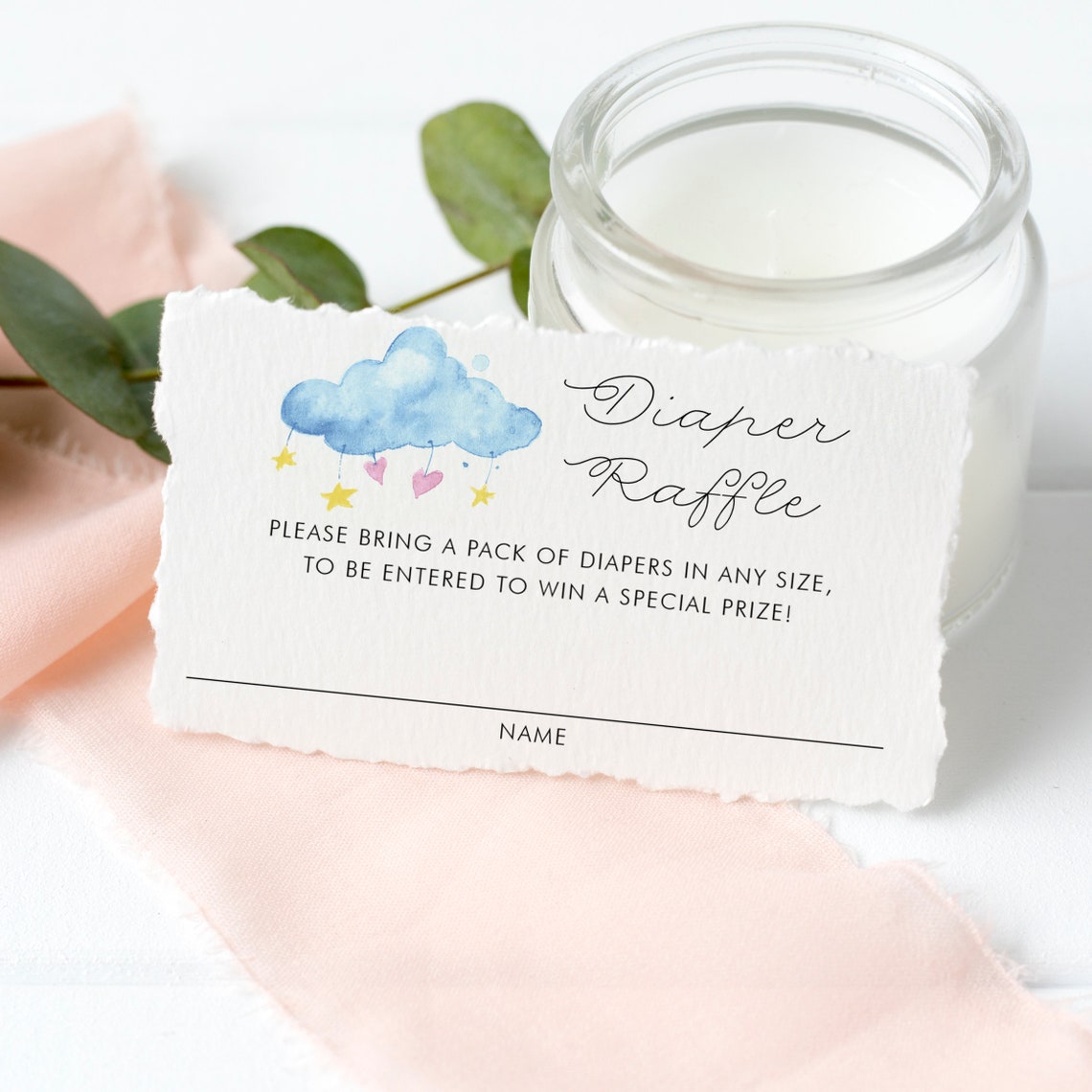 Printable Diaper Raffle Card Template Editable Watercolor - Etsy