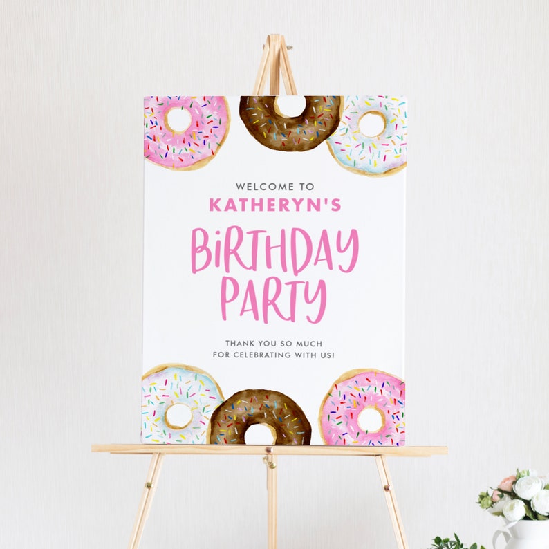 Printable Donuts Birthday Welcome Sign Template DIY - Etsy