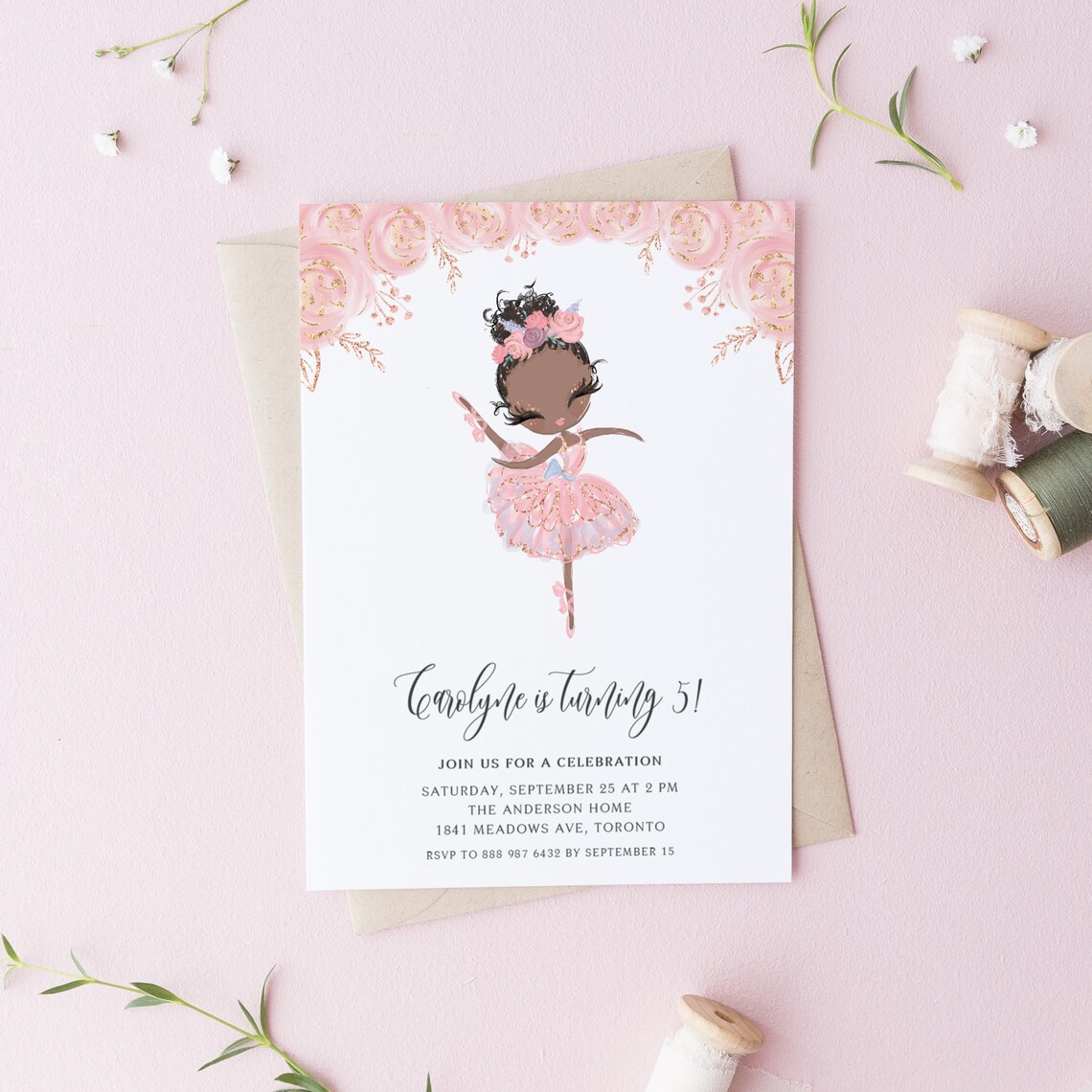 Printable Ballerina Birthday Invitation Template Editable - Etsy