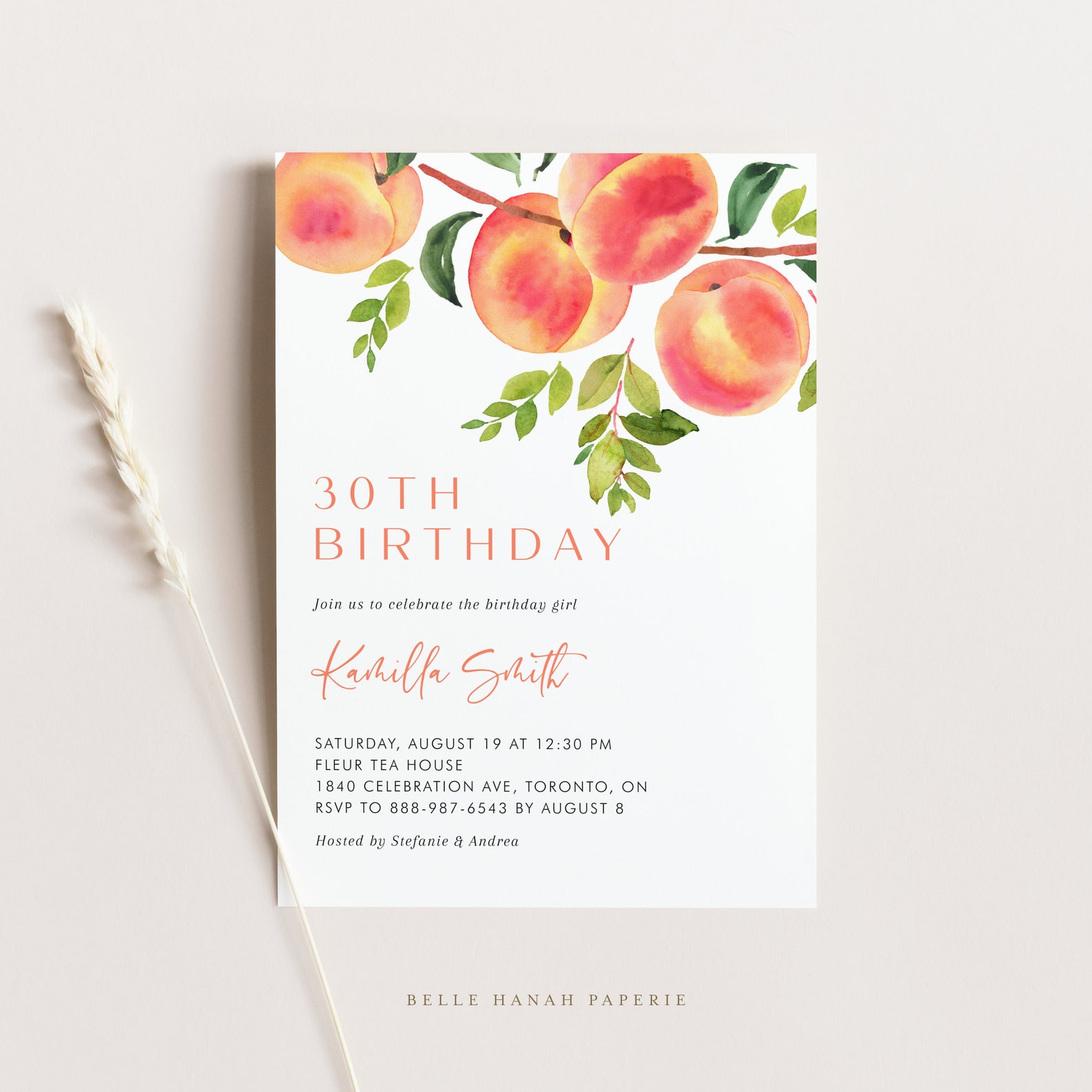 Printable Peaches Birthday Party Invitation Template DIY - Etsy