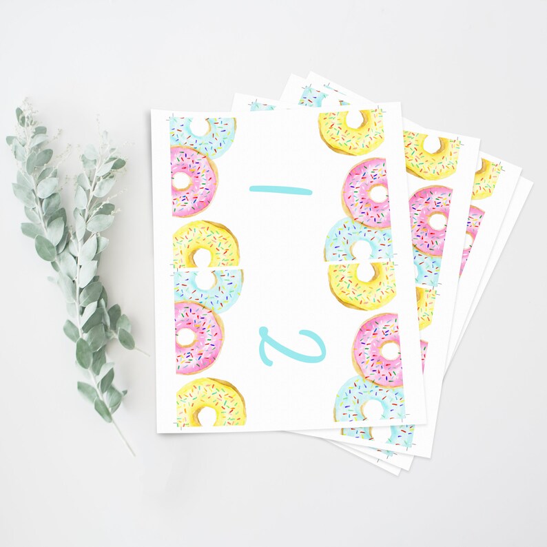 Colorful Donuts Table Numbers 1 to 20 - Printable Watercolor Pastel ...