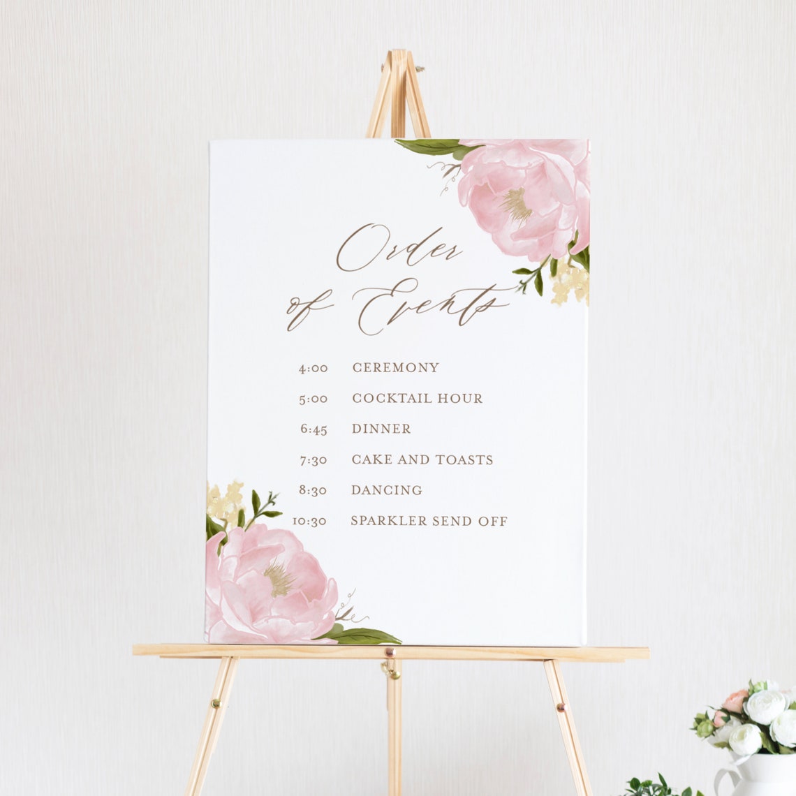 Blush Floral Order of Events Wedding Sign Template - Etsy