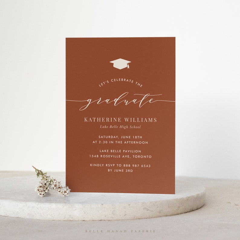Printable Minimalist Graduation Party Invitation Template - Etsy