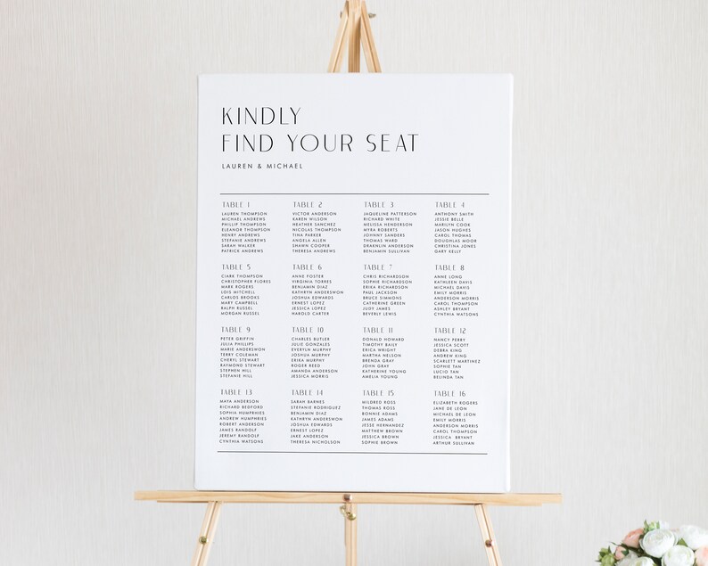 Printable Minimalist Wedding Seating Chart Template - Etsy