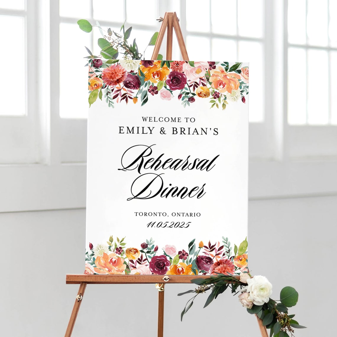 Fall Rehearsal Dinner Welcome Sign Template - Printable Watercolor ...