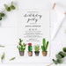 Editable Cactus Birthday Party Invitation Template Boho Watercolor ...