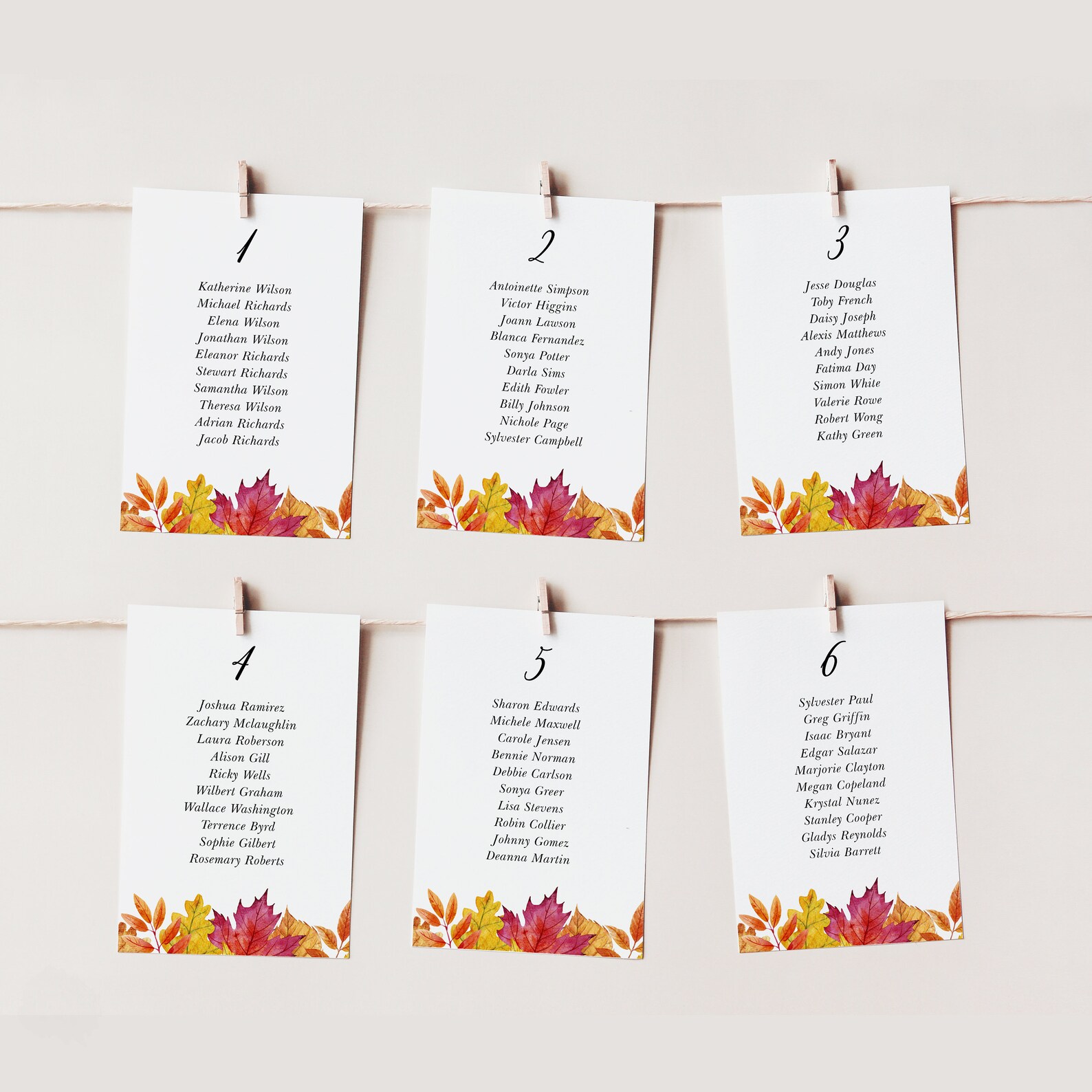 Rustic Fall Wedding Seating Cards Template Printable 4x6 and | Etsy