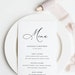 Printable Script Menu Card Template 4x9 Elegant Beatrice - Etsy