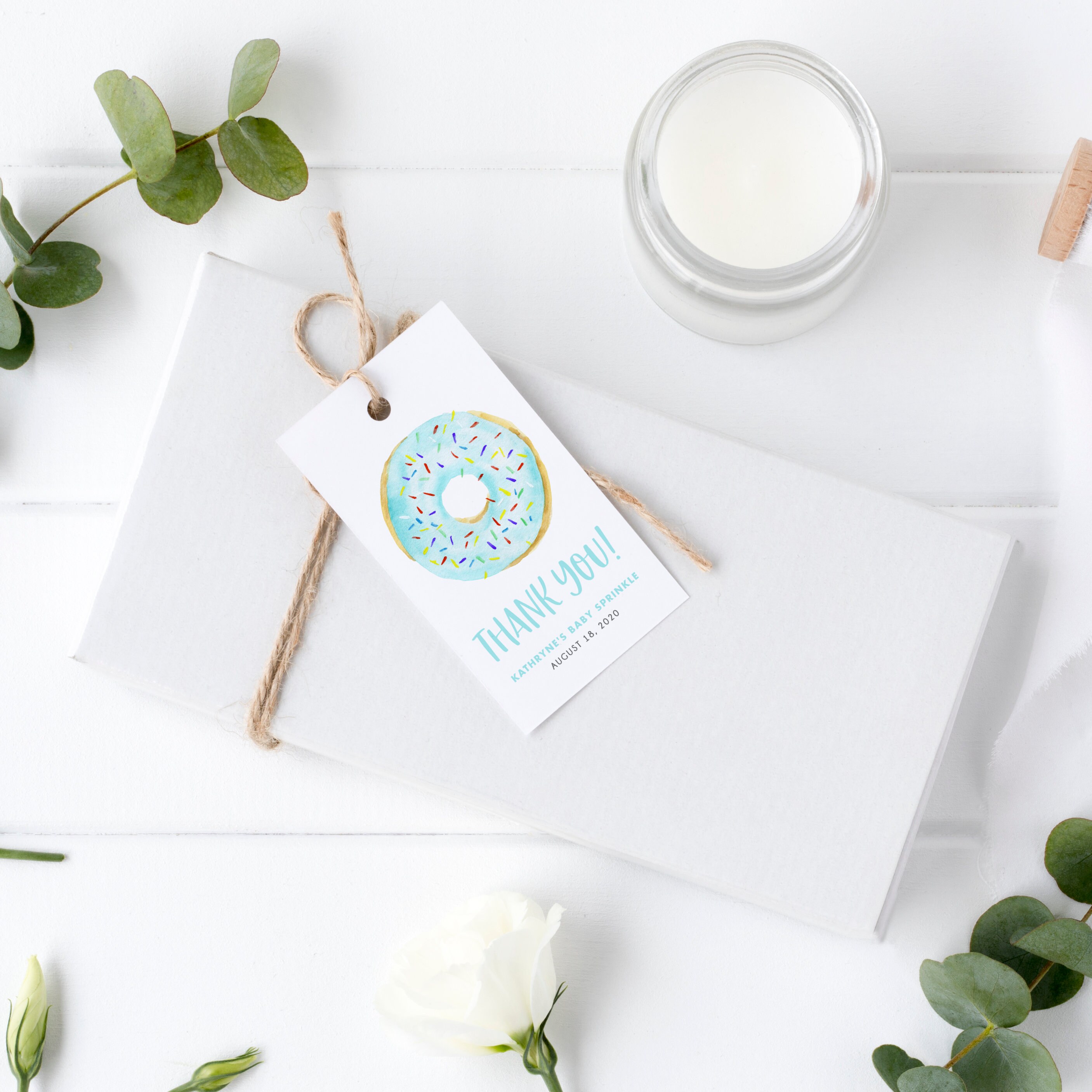 Printable Blue Donut Thank You Gift Tag Template Baby Shower - Etsy